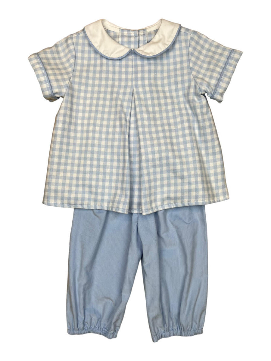 Bob Bloomer Pant Set - Blue Gingham Flannel | Posh Tots Children's Boutique