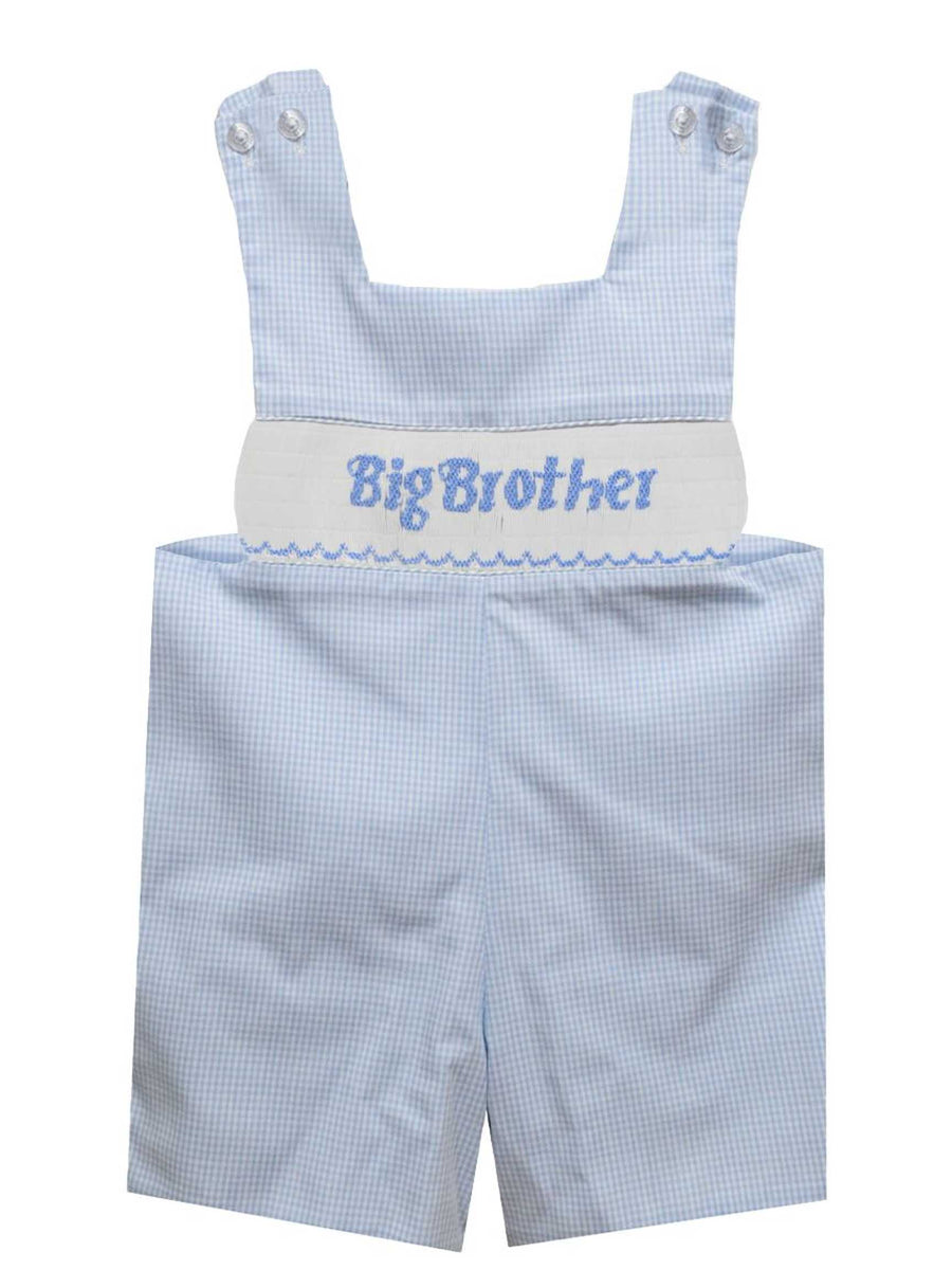 Big Brother Smocked Gingham Shortall | Posh Tots Children's Boutique