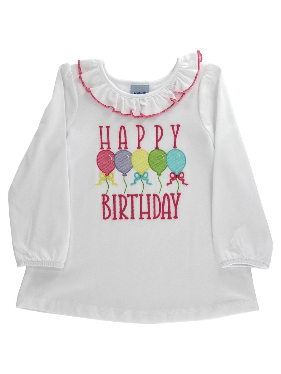 Happy Birthday Girls Top- Balloons | Posh Tots Children's Boutique