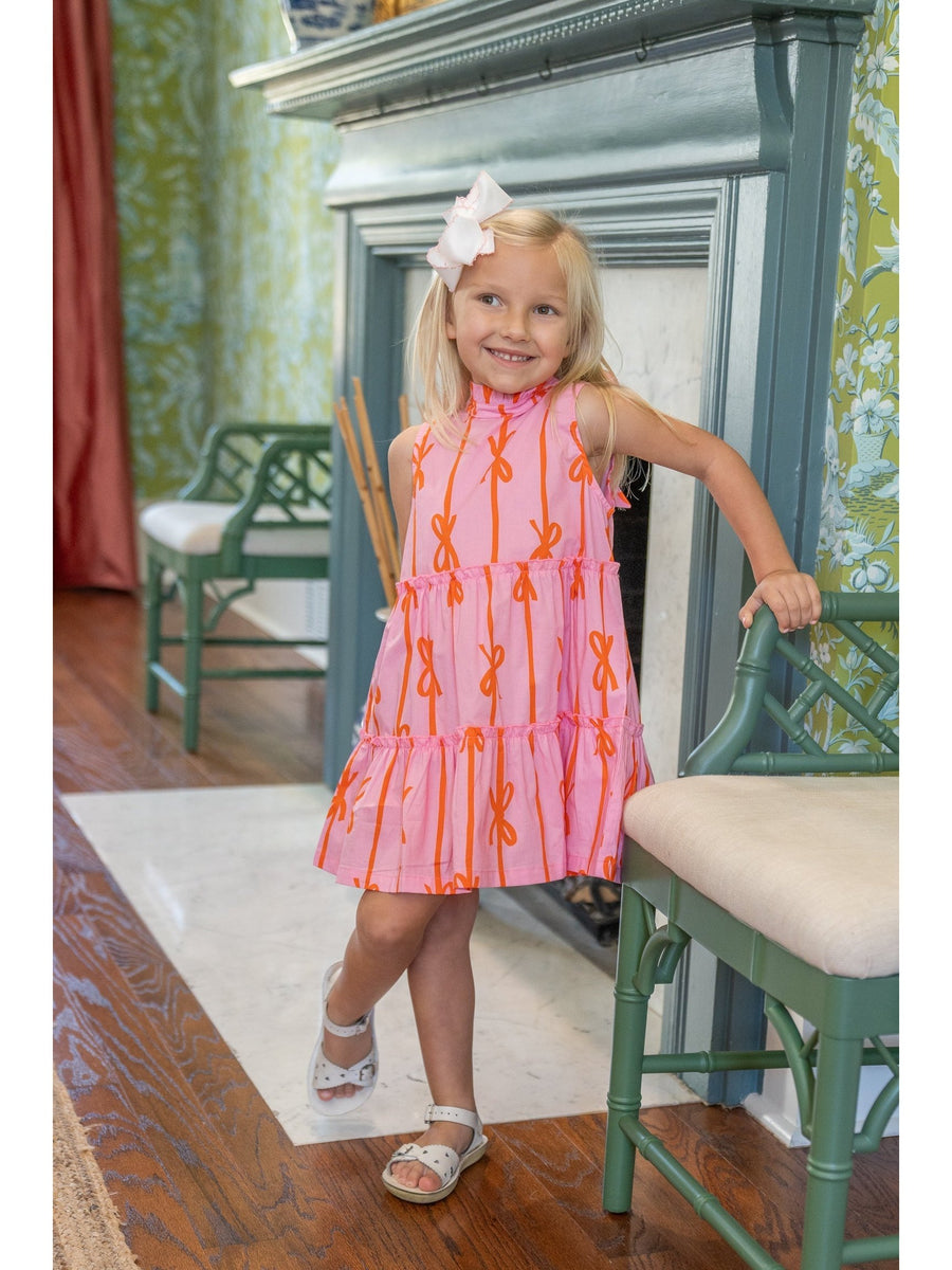 Addison Pink Bow Dress | Posh Tots Children's Boutique