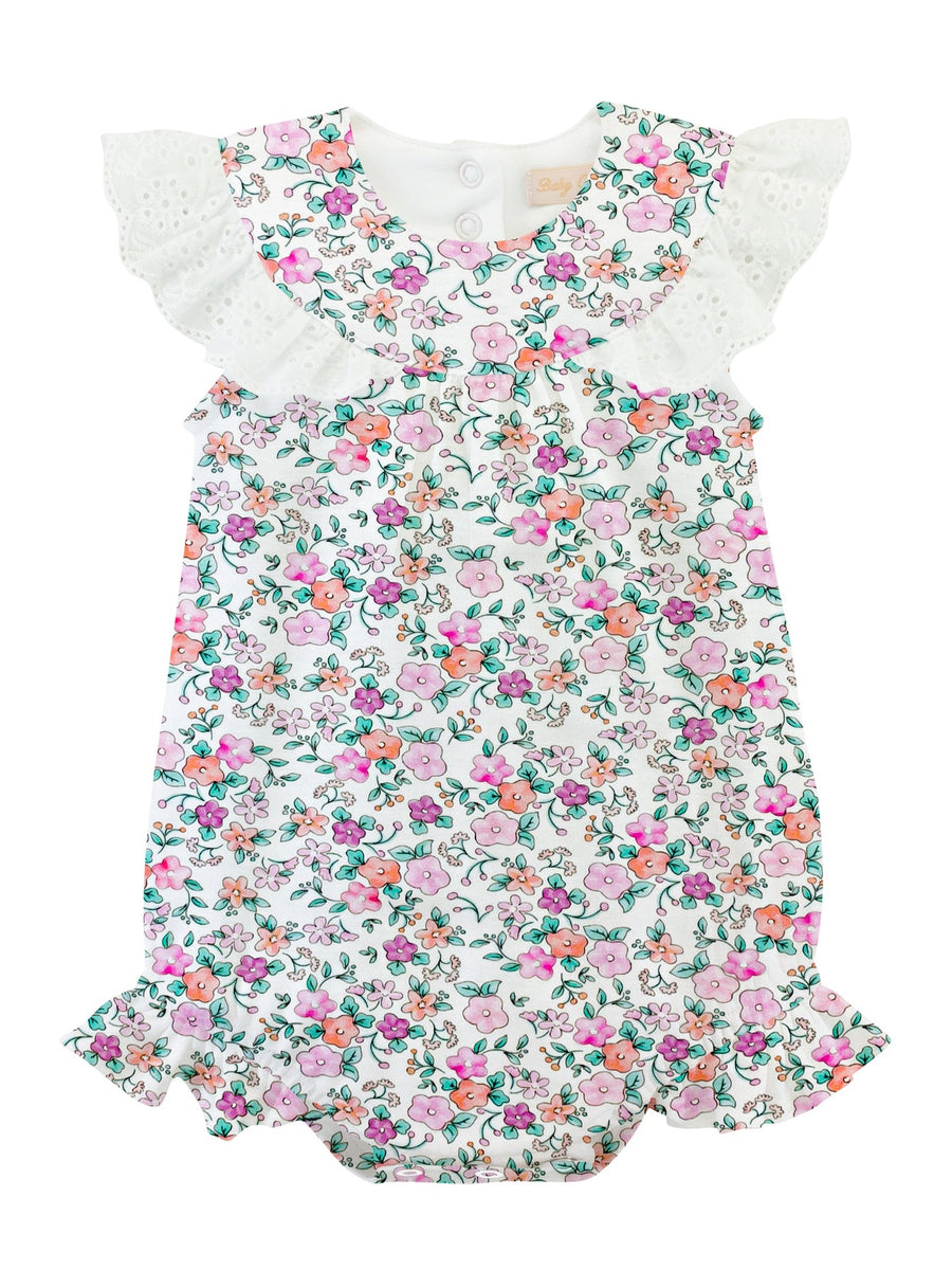 Printed Bubble w/Ruffled Eyelet Lace | Posh Tots Children's Boutique