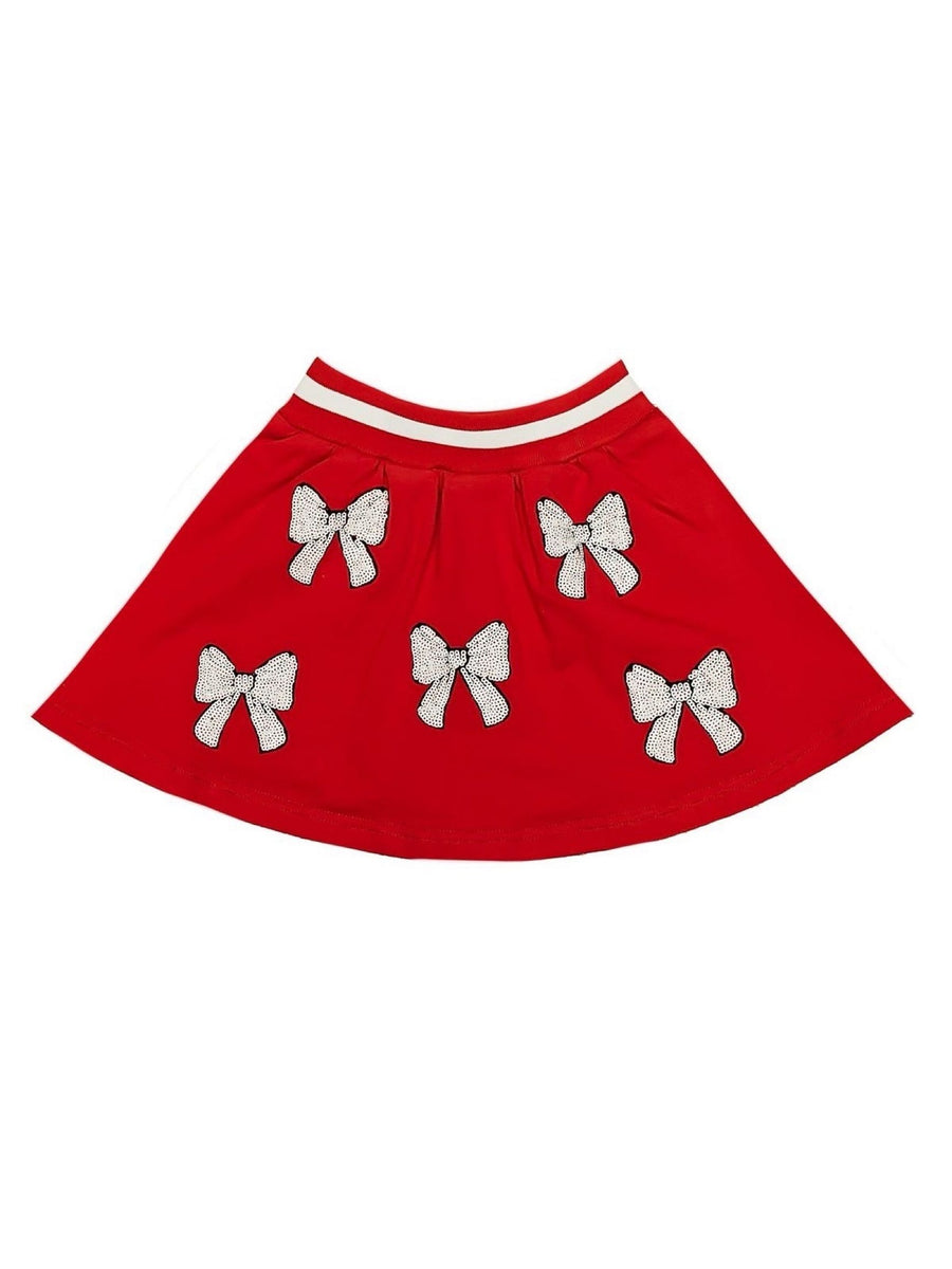 Red & White Bow Skort | Posh Tots Children's Boutique