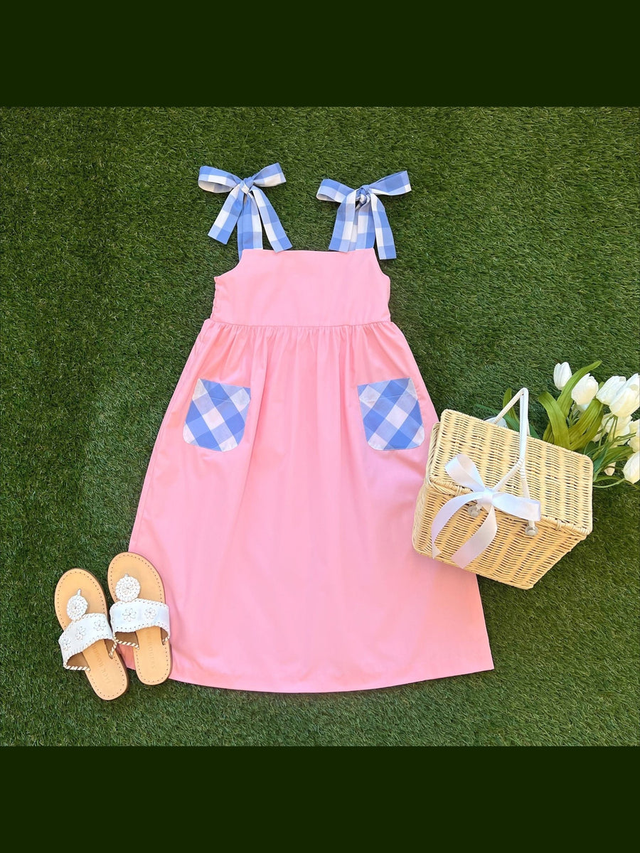 Macie Midi Dress - Sandpearl Pink/Park City Periwinkle Check | Posh ...