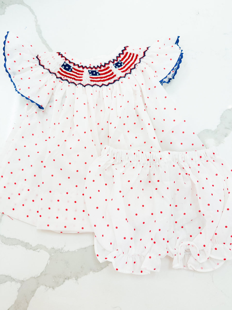Smocked Flags Bishop Bloomer Set | Posh Tots Children's Boutique