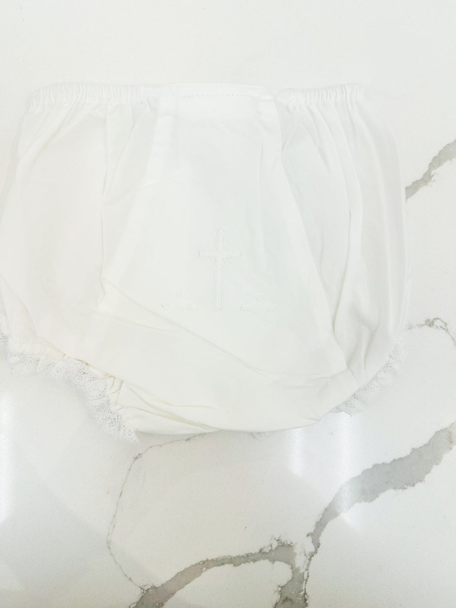 Landon Cross Diaper Cover w/Lace | Posh Tots Children's Boutique