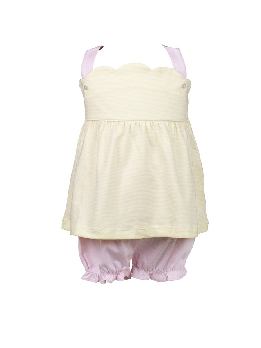 Yellow Stripe Bloomer Set | Posh Tots Children's Boutique
