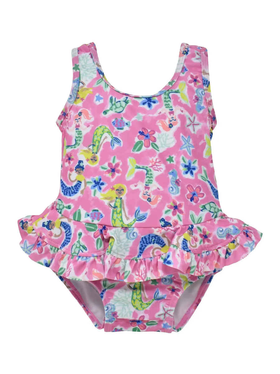 UPF 50+ Stella Infant Ruffle Swimsuit - Mystic Mermaids | Posh Tots ...