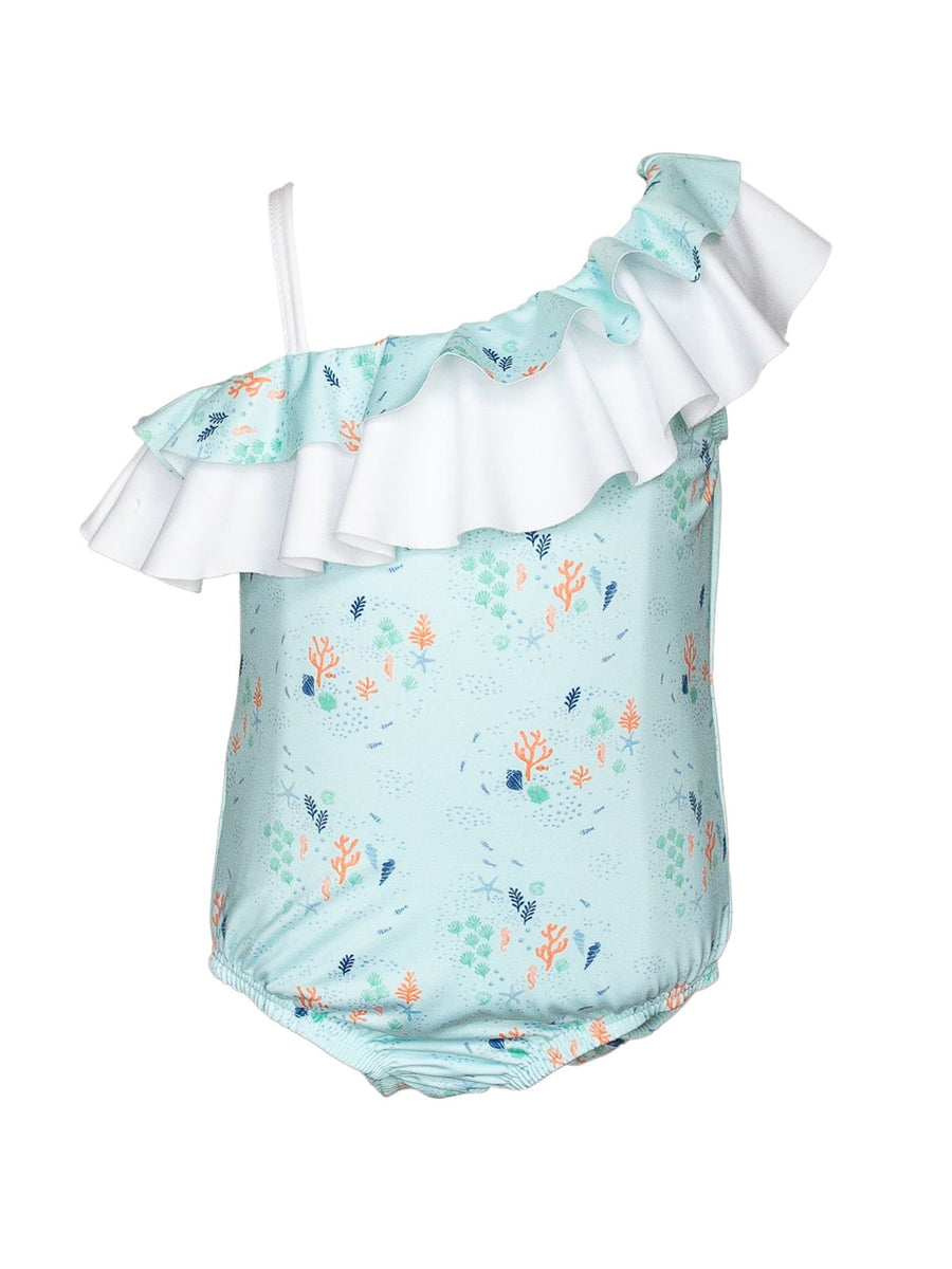 PRE-ORDER Sea Ruffle One Piece Swimsuit | Posh Tots Children's Boutique