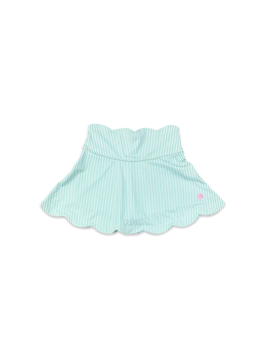 Zoe Scallop Skort - Totally Turquoise Stripe | Posh Tots Children's ...
