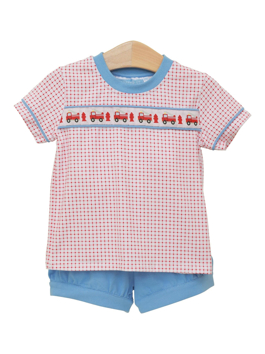 Sound the Alarm Banded Short Set | Posh Tots Children's Boutique