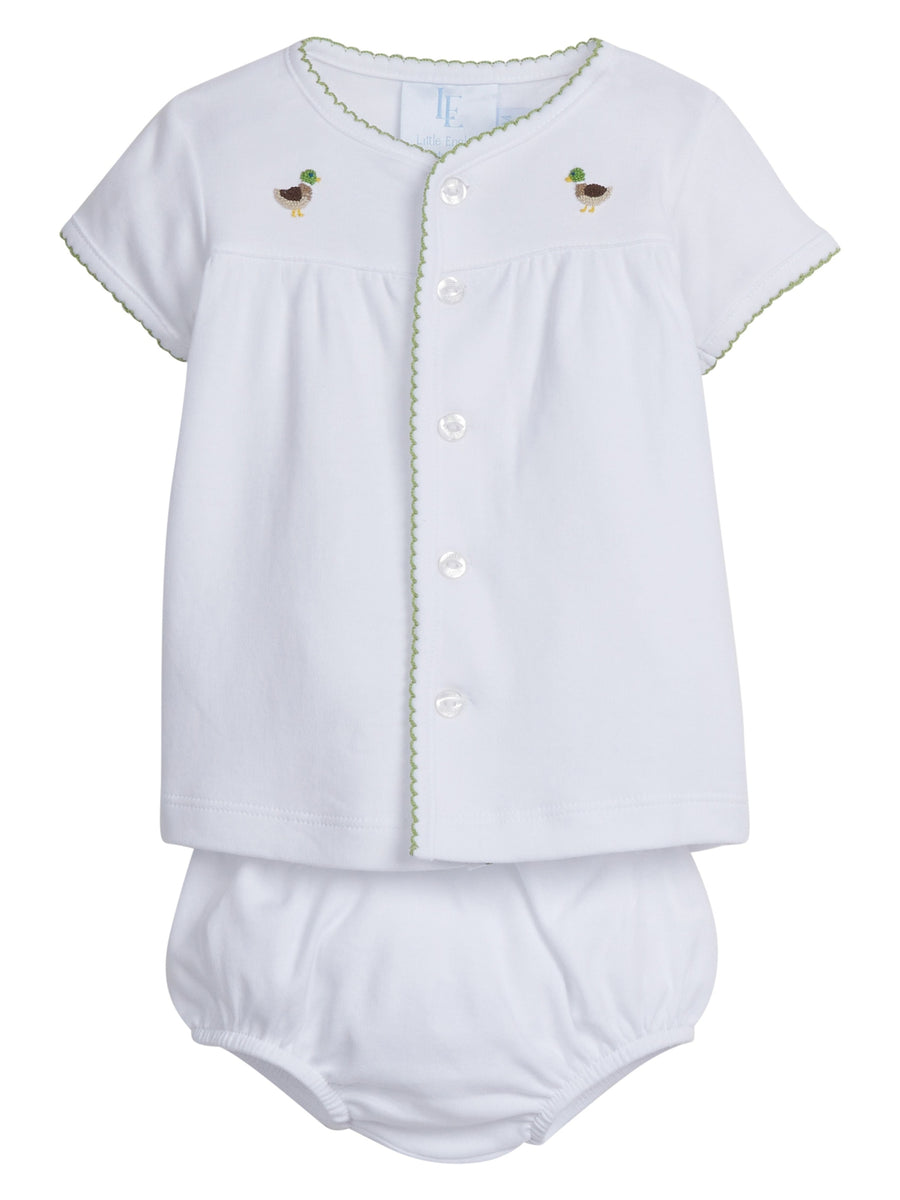 Pinpoint Layette Knit Set-Mallard | Posh Tots Children's Boutique
