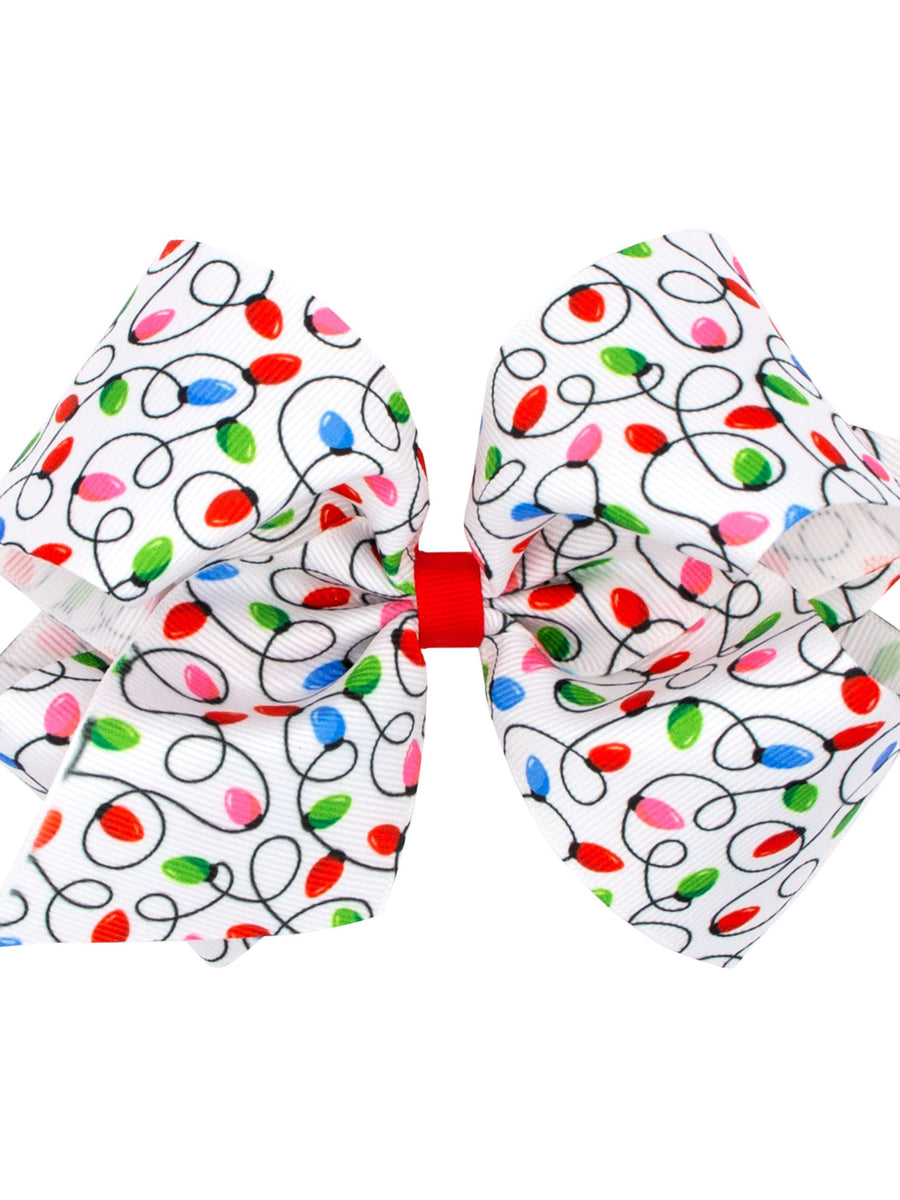 Christmas Lights Print Grosgrain Bow | Posh Tots Children's Boutique