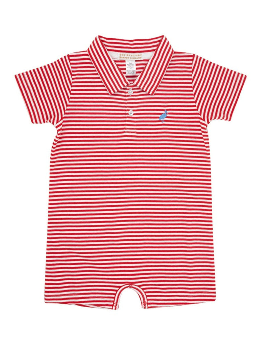 Sir Proper's Romper - Richmond Red Stripe | Posh Tots Children's Boutique