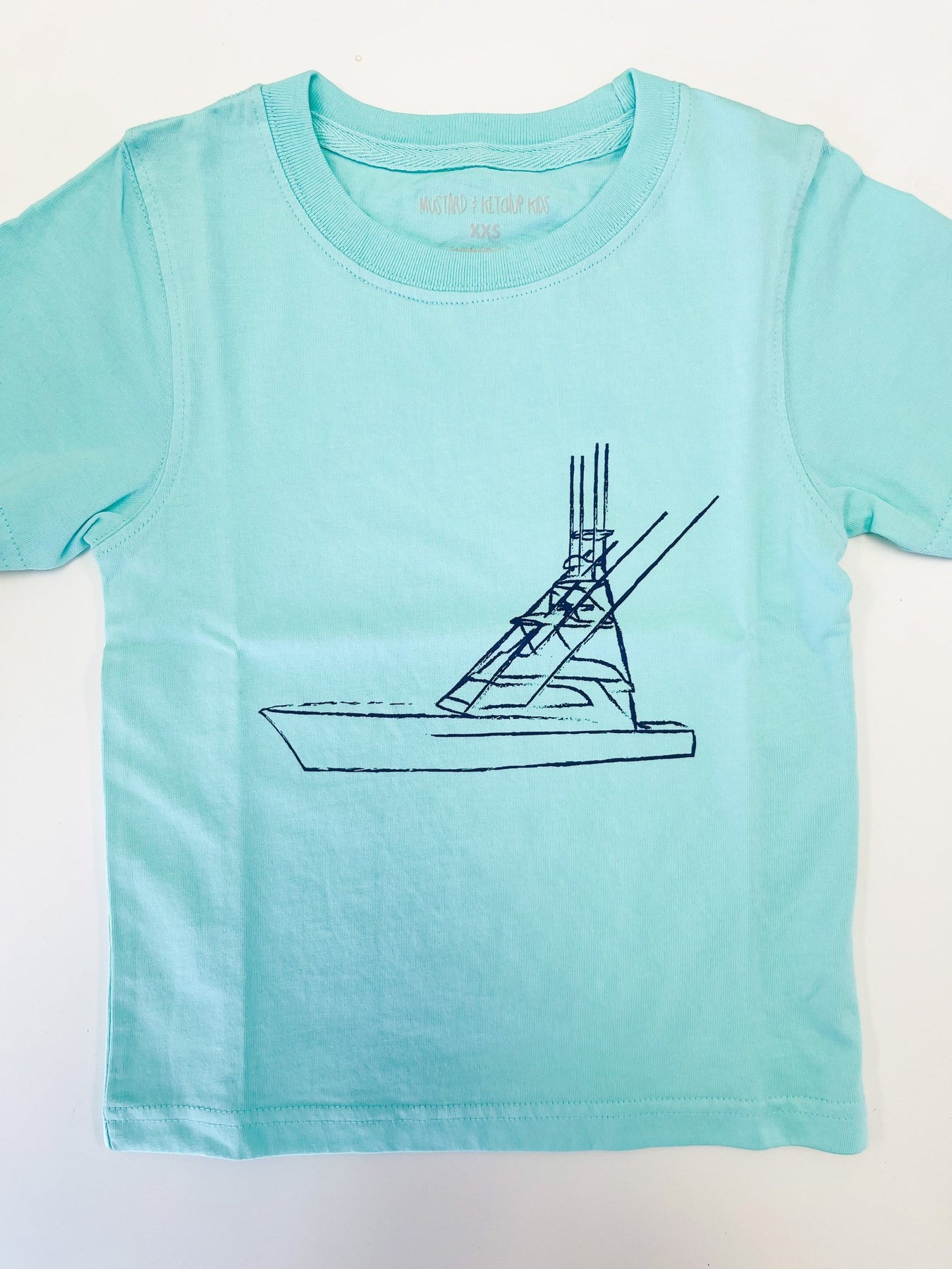 Sport Fishing Boat T-Shirt - Aqua | Posh Tots Children's Boutique